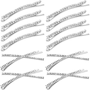 12 Pieces Rhinestone Bobby Pins Decorative Fancy Crystal Hair Clips Shiny Metal X Shaped Barrettes Bling Diamond Wedding Bridal Shower Hair Accessories for Women Ladies Girls (Silver)