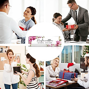 Personalized Office Name Plate for Desk, Custom Employee Appreciation Gifts, Acrylic Desk Name Plate Funny, Desk Decorations Gift, Acrylic Desk Ornaments (Style-Butterfly Orchid)…