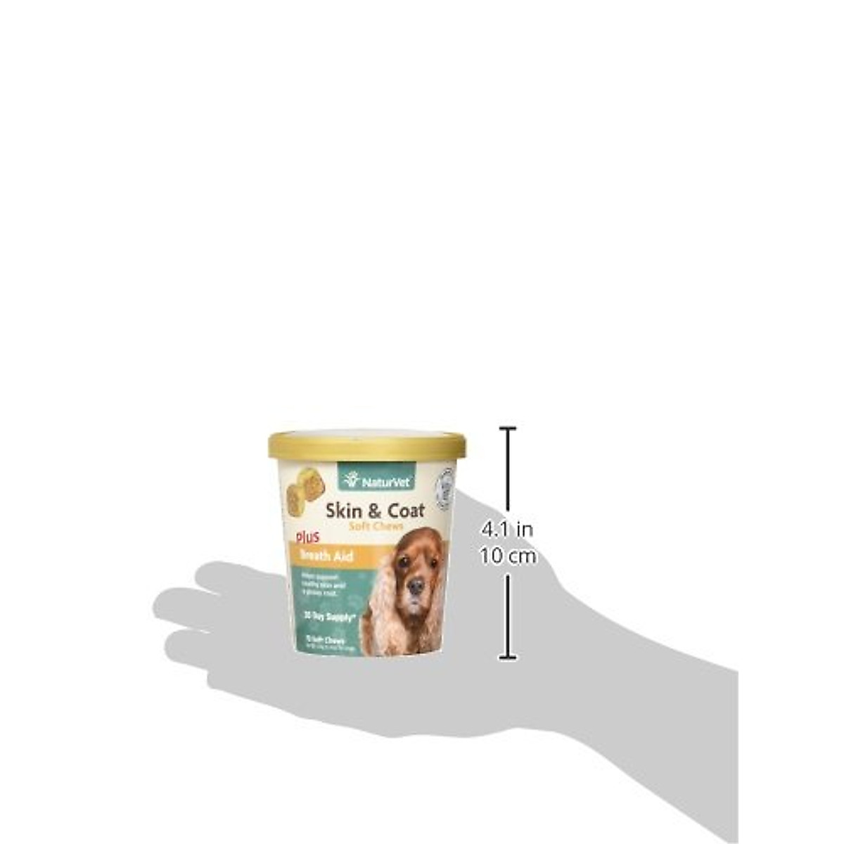 NaturVet Skin and Coat Plus Breath Aid for Dogs, 70 ct Soft Chews, Made in The USA with Globally Source Ingredients