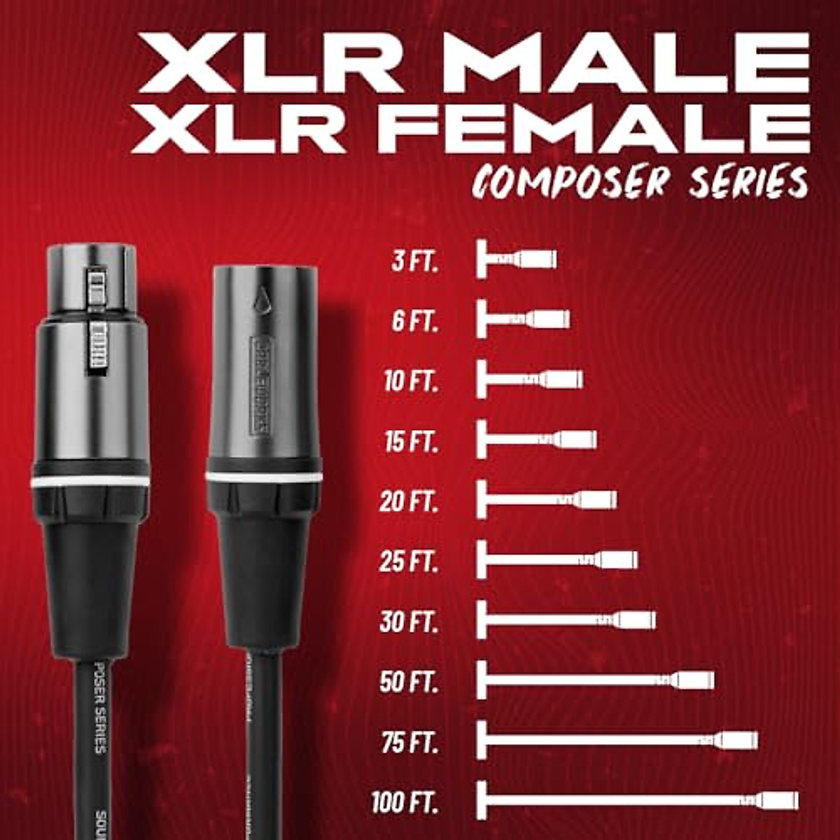 Cableworks By Gator Cases Composer Series Deluxe 100 Foot XLR Microphone Cable, (GCWC-XLR-100)