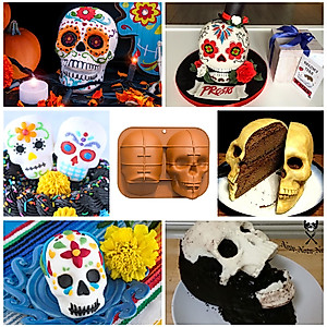 TZnponr 3d Skull Cake Molds for Baking, Cake Molds for Halloween, Food Grade Silicone DIY Large Skull Cake Pan for Birthday,Halloween and all parties.
