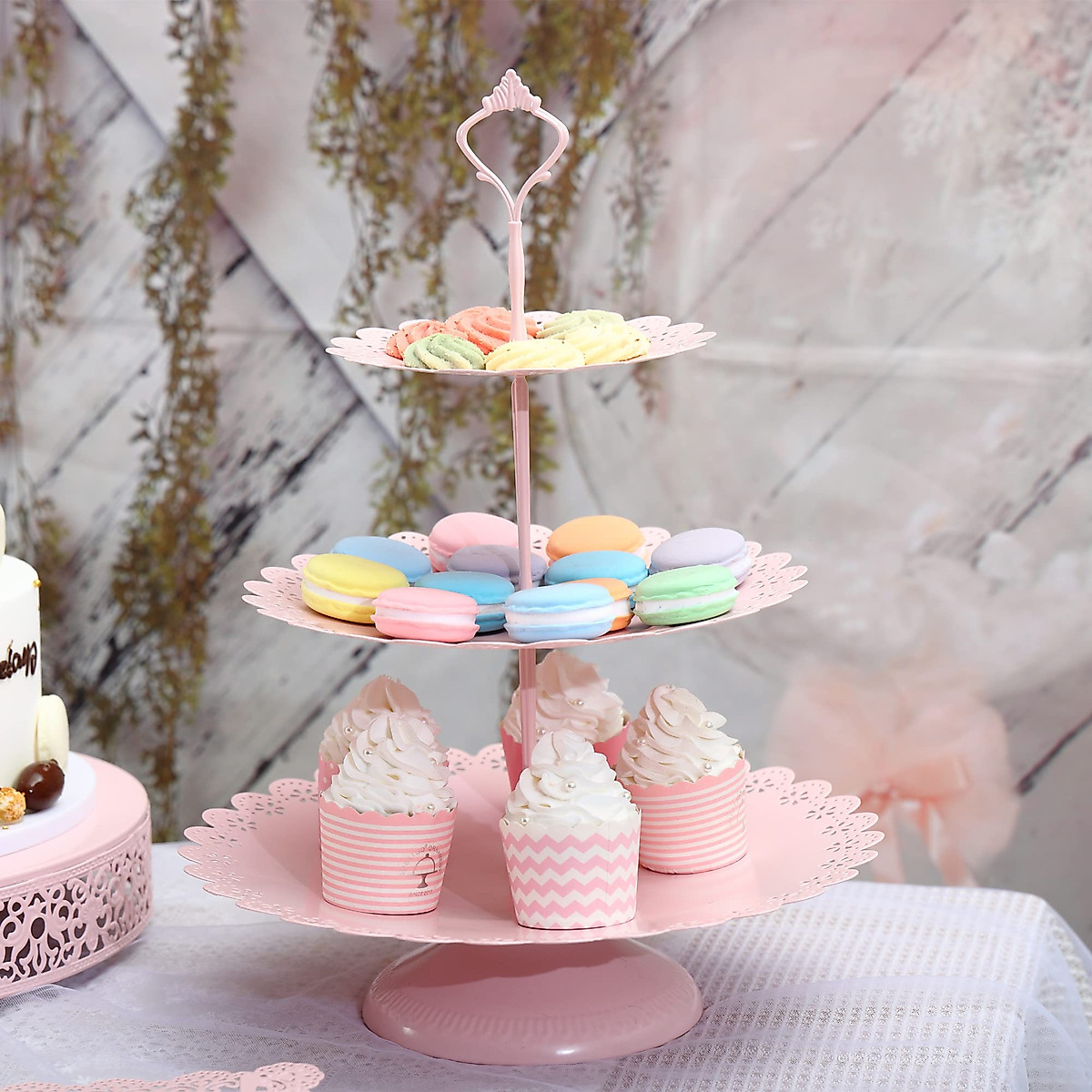 6 Pcs Pink Cake Stands Set, Cake Pedestal Stand Display Table Tiered Cupcake Holder Candy Fruite Dessert Plate Decorating for Wedding Birthday Party Baby Shower Celebration
