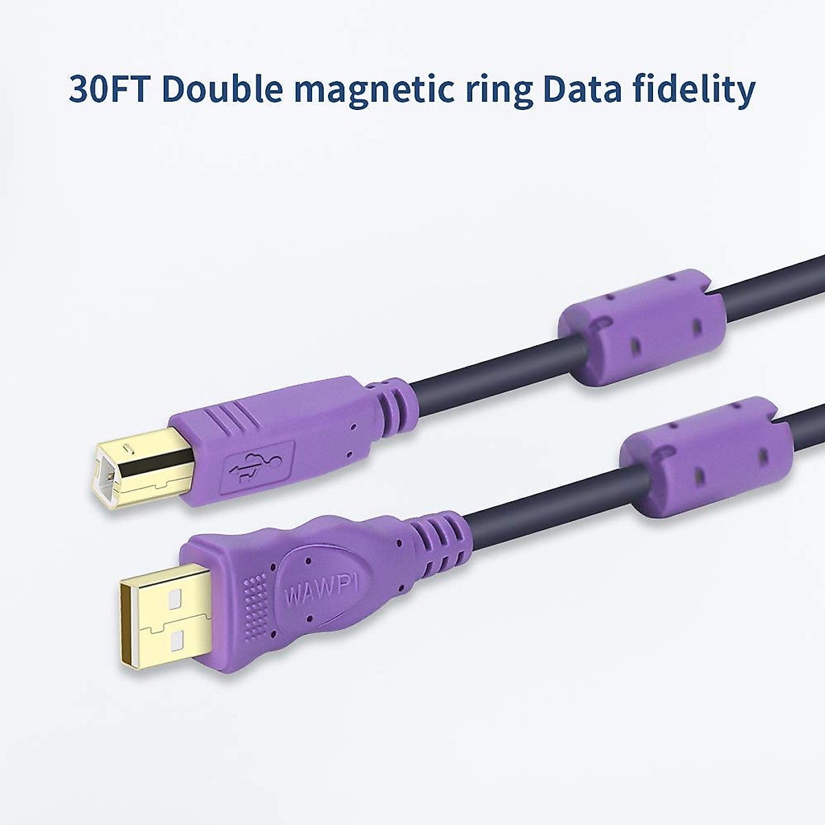 wawpi Printer Cable 20 feet, USB 2.0 Cable A-Male to B-Male for Printer/Scanner (20 ft)