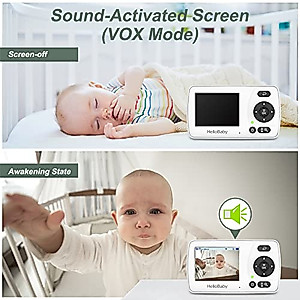 HelloBaby Monitor with Camera and Audio, 1000ft Long Range Video Baby Monitor-No WiFi, Night Vision, VOX Mode-Power Saving, 2.4'' Portable Travel Screen, Baby Safety Camera, for Baby/Pet, Plug & Play