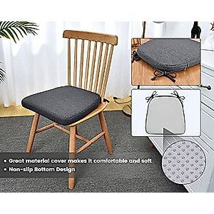 COSNUOSA Kitchen Chair Cushions Dining Chair Cushions with Ties Non Slip Kitchen Dining Chair Pads Seat Cushion Set 17 x 16 Inches Dark Grey 2 Pcs