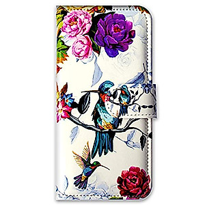 Bcov Motorola One 5G Ace Case, Hummingbird in Flowers Bird Leather Flip Phone Case Wallet Cover with Card Slot Holder Kickstand for Moto Motorola one 5G UW ace