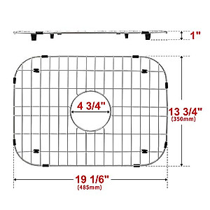 LQS Kitchen Sink Grid and Sink Bottom Grid, Sink Protector for Kitchen Sink Stainless Steel 19 1/16" x 13 3/4" with Center Drain Hole for Single Sink Bowl