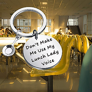 POTIY Lunch Lady Gift Cafeteria Worker Don't Make Me Use My Lunch Lady Voice Keychain Appreciation Gift for Canteen(Lunch)