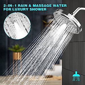 HOPOPRO NBC News Consumer Reports Recommended Shower Brand, 7 Inch High Pressure Shower Head and Shower Arm for Healthy Luxury Shower Experience Even at Low Water Flow - Chrome