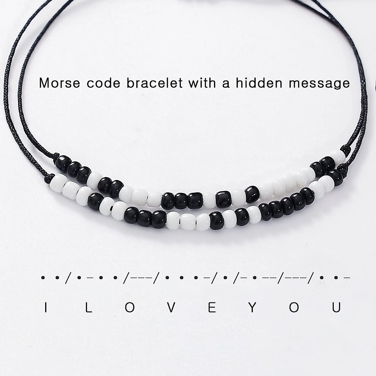 Morse Code Bracelets for Women Men Promise Matching Bracelets for Couples Bracelets for Boyfriend and Girlfriend Anxiety Bracelet Valentines Day I Love You Gifts for Him Relationship Friend Shipbraclets Distance