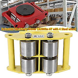 Heavy Duty Machine Dolly Skate Machinery Roller Mover Cargo Trolley 6 Ton 13200lb, w/Steel Rollers Cap 360 Degree Rotation (Yellow)
