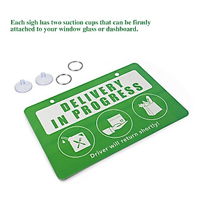 Motain Delivery In Progress Sigh For Delivery Driver Temporary Parking, 2 Pack 6 * 9" PVC Panel Sign With Suction Cup (Green)