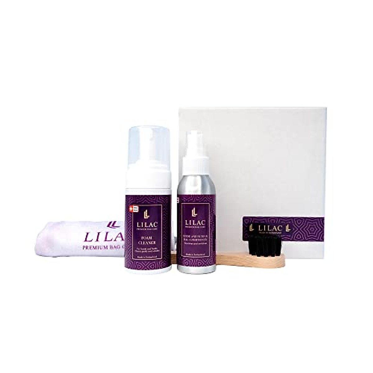 Lilac Premium Leather Care Set Swiss Made Professional Suede and Textile Care Products for Handbags (Suede and Textile Set), 5.4 Ounce