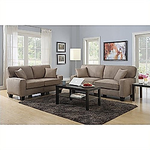Pemberly Row Contemporary Fabric Upholstered Sofa in Fawn Tan