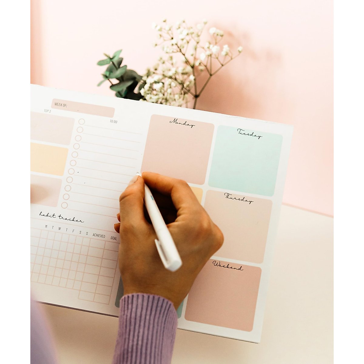 Weekly Planner Notepad Tear Off – 52 Undated Weekly Sheets Daily To Do List Notepad, Habit Tracker, Academic Planner Notebook, Daily Work Planner- Full Year Productivity Planner Weekly To Do List Pad