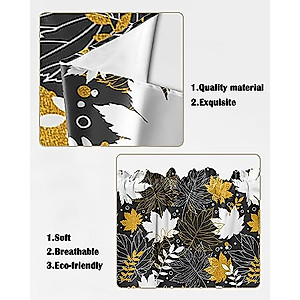 Autumn Maple Leaves Swag Curtains for Living Room/Kitchen/Bedroom/Bathroom, Yellow White Gold Leaf Black Backdrop Swag Valance Curtains Short Half Kitchen Topper Curtains Window Swag 2 Panels 28x36
