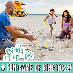 Franklin Sports Fun 5 Combo Outdoor Game Set - Backyard, Beach + Camping Games for Kids - Badminton, Volleyball, Flip Toss, Flying Disc - Horseshoes or Ring Toss