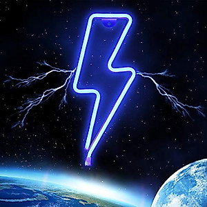 Neon Sign,Neon Signs for Bedroom,Neon Lights Signs for Wall Decor,LED Pink Blue Lightning Bolt Neon Signs,Neon Party Decorations,Bedroom,Living Room,Bar,Christmas Decor Supplies（2 Pack）