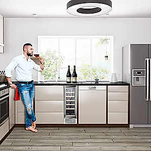 Old Canal VINERIE 18 Bottles Wine Cooler Refridgerators, Freestanding Fridge with QUIET Cooling Technology & Tempered Glass Door, 41F-71.6F Digital Temperature Control