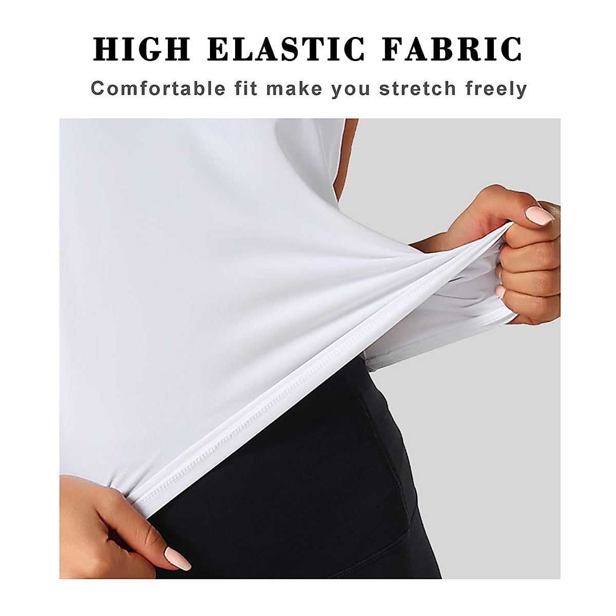 Dragon Fit Women Sleeveless Yoga Tops Workout Cool T-Shirt Running Short Tank Crop Tops (White, Medium)