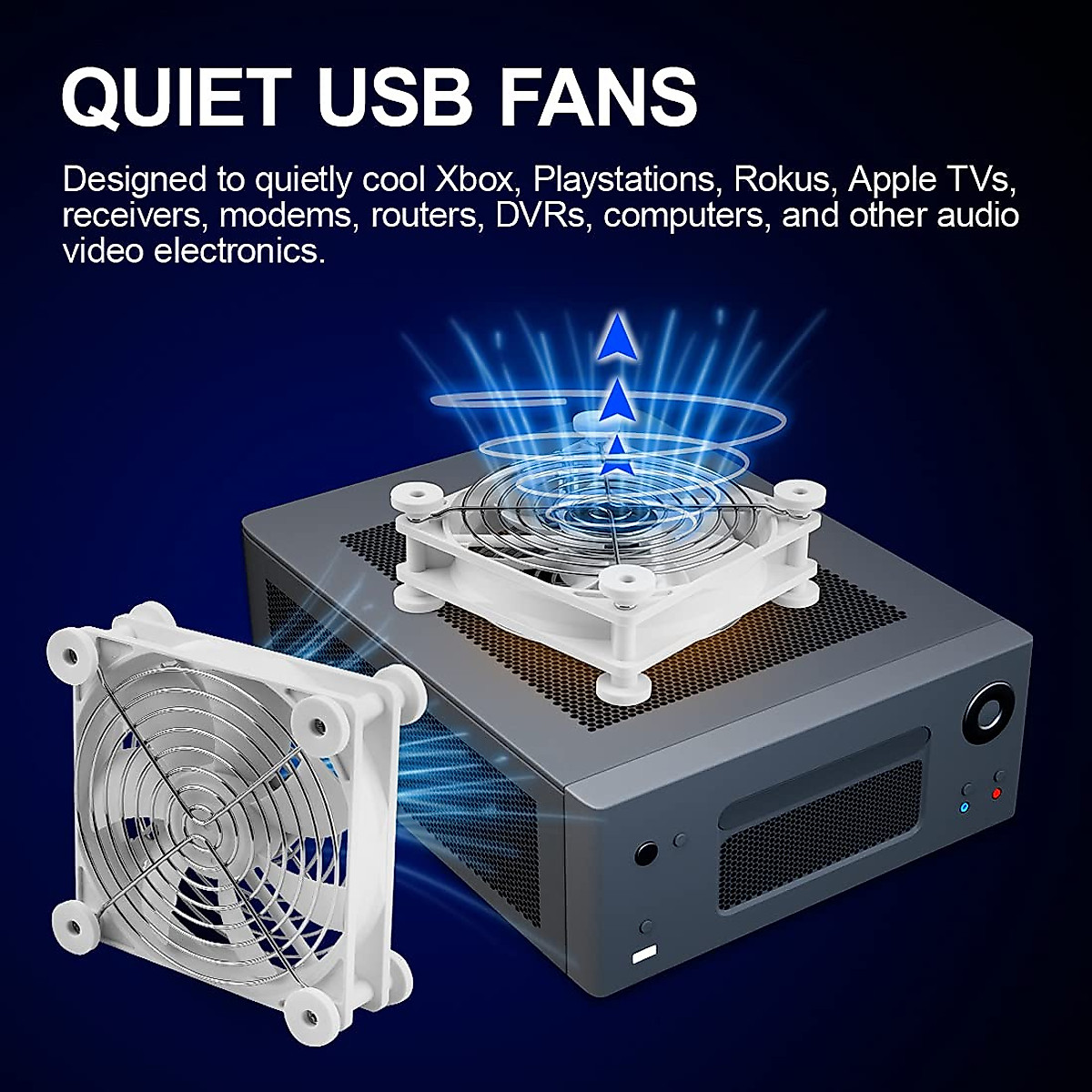 SNOWFAN 120mm USB Fan, 120mm Fan,Silent 5V Fan with Variable Speed Controller for Receiver DVR Playstation Xbox Computer Cabinet Cooling (Single 12025 Fan-White)