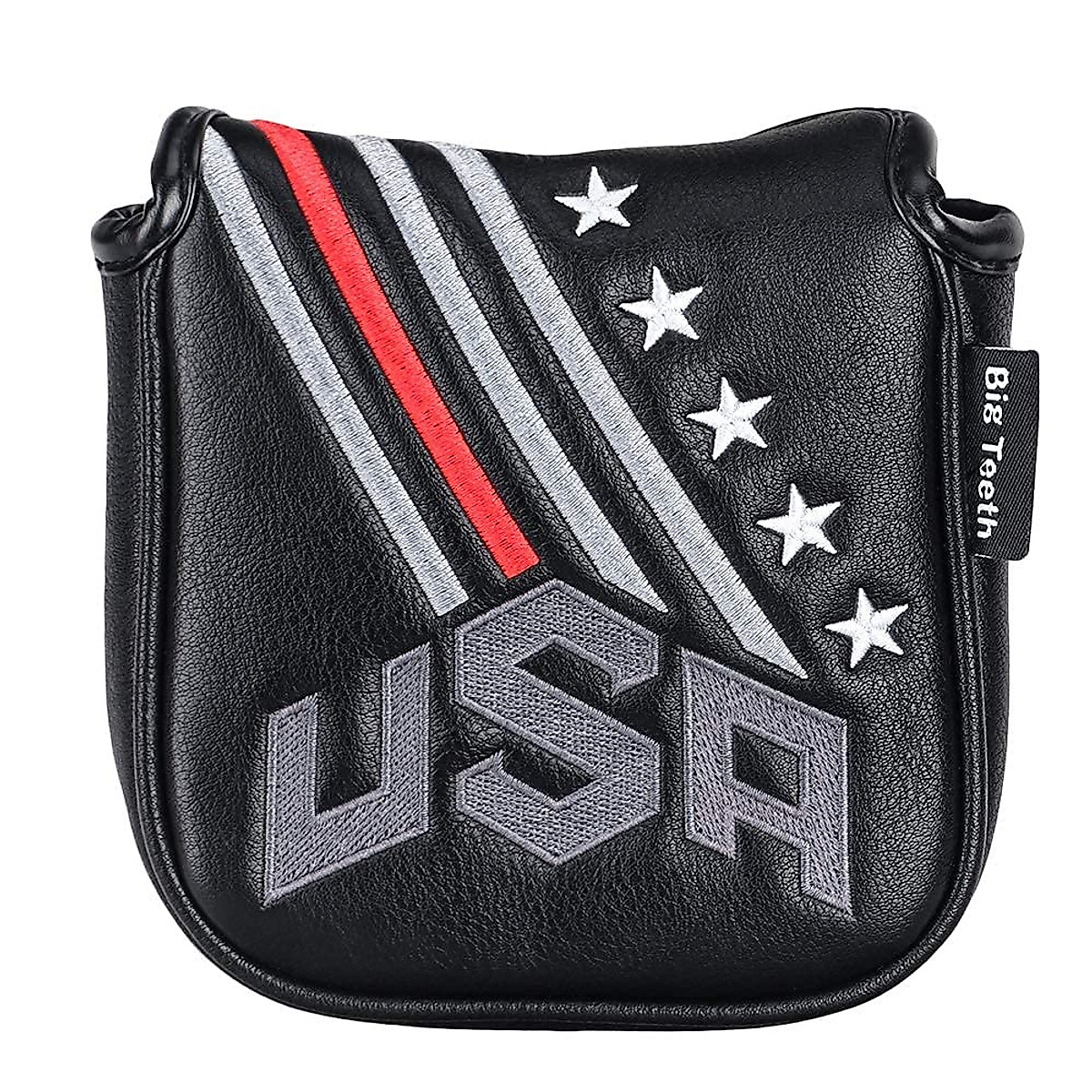 BIG TEETH Golf Putter Cover Square Half Heel Shaft Mallet Putter Head Covers USA Stripe and Star Fit for Most Brand Golf Putters (Square Mallet Putter Cover)