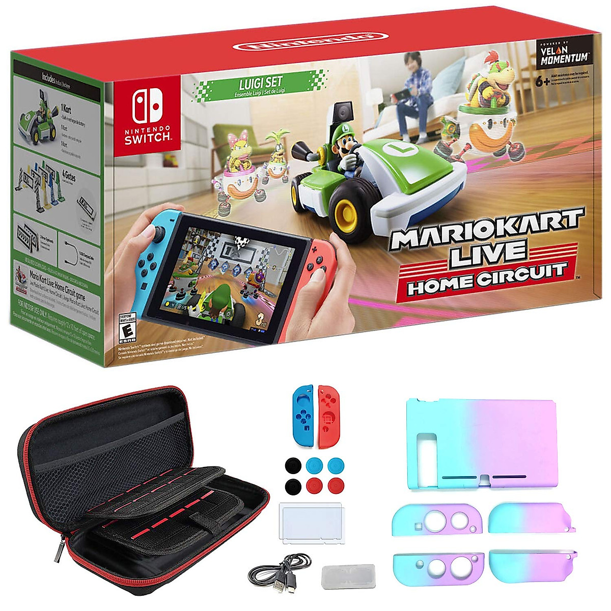 2020 Newest Nintendo - Mario Kart Live: Home Circuit - Luigi Set Edition - Holiday Family Gaming Bundle for Nintendo Switch or Switch Lite - Green - iPuzzle 12-in-1 Carrying Case for Nintendo Switch