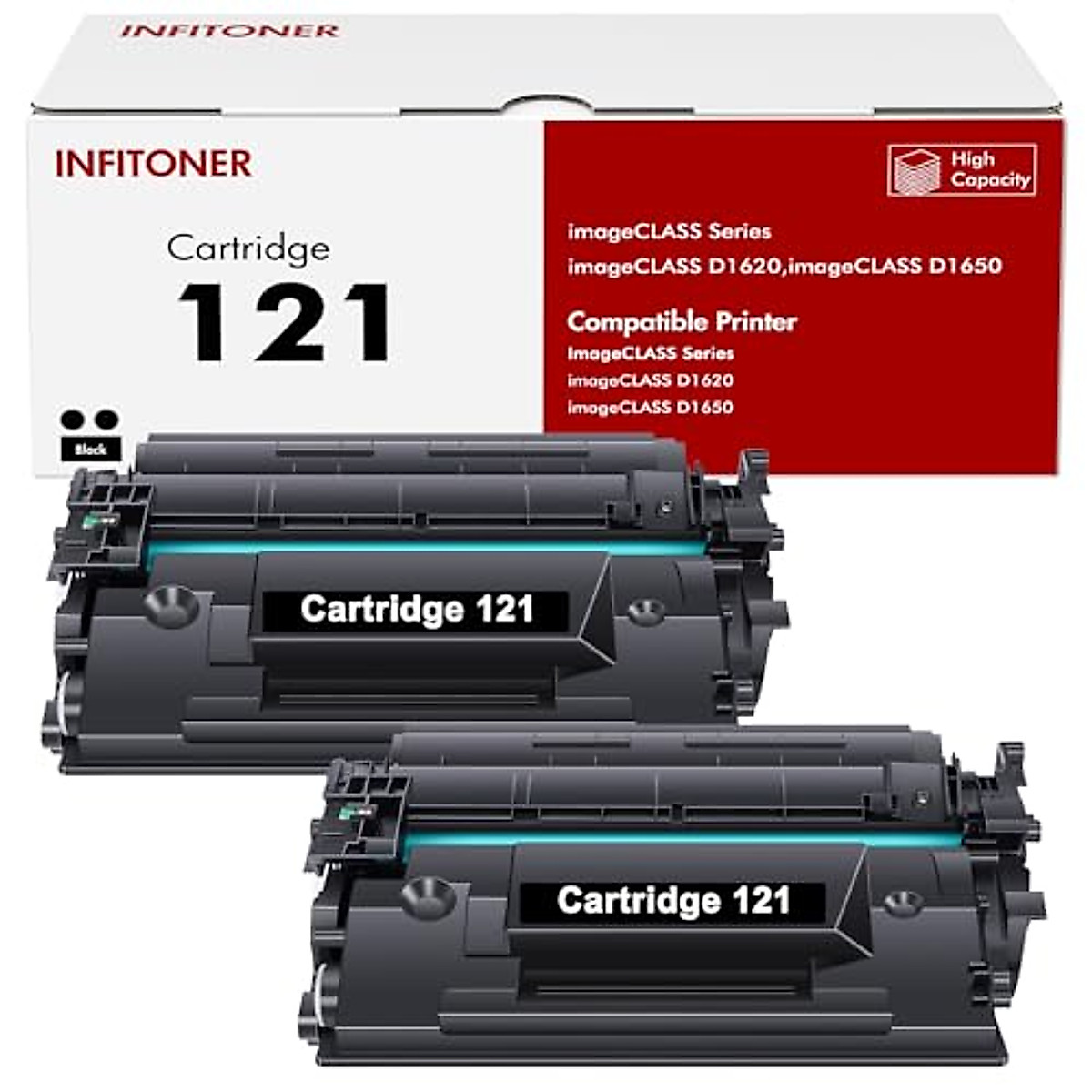 121 Black Toner Cartridge 2-Pack High Yield Compatible Replacement for Canon 121 CRG121 CRG-121 for imageCLASS D1650 D1620 1620 1650 Printer Ink