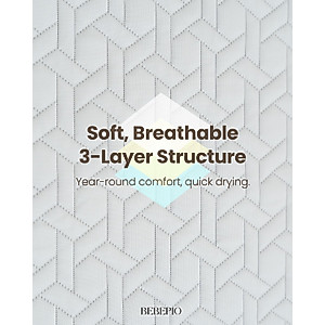 BebePio Duraron Cooling Mattress Topper Pad – Q-max 0.4 Chilling Effect Summer Blanket for Hot Sleepers & Babies – Quick Dry, Breathable, Cool Bed Throw (White, Grey), Mini