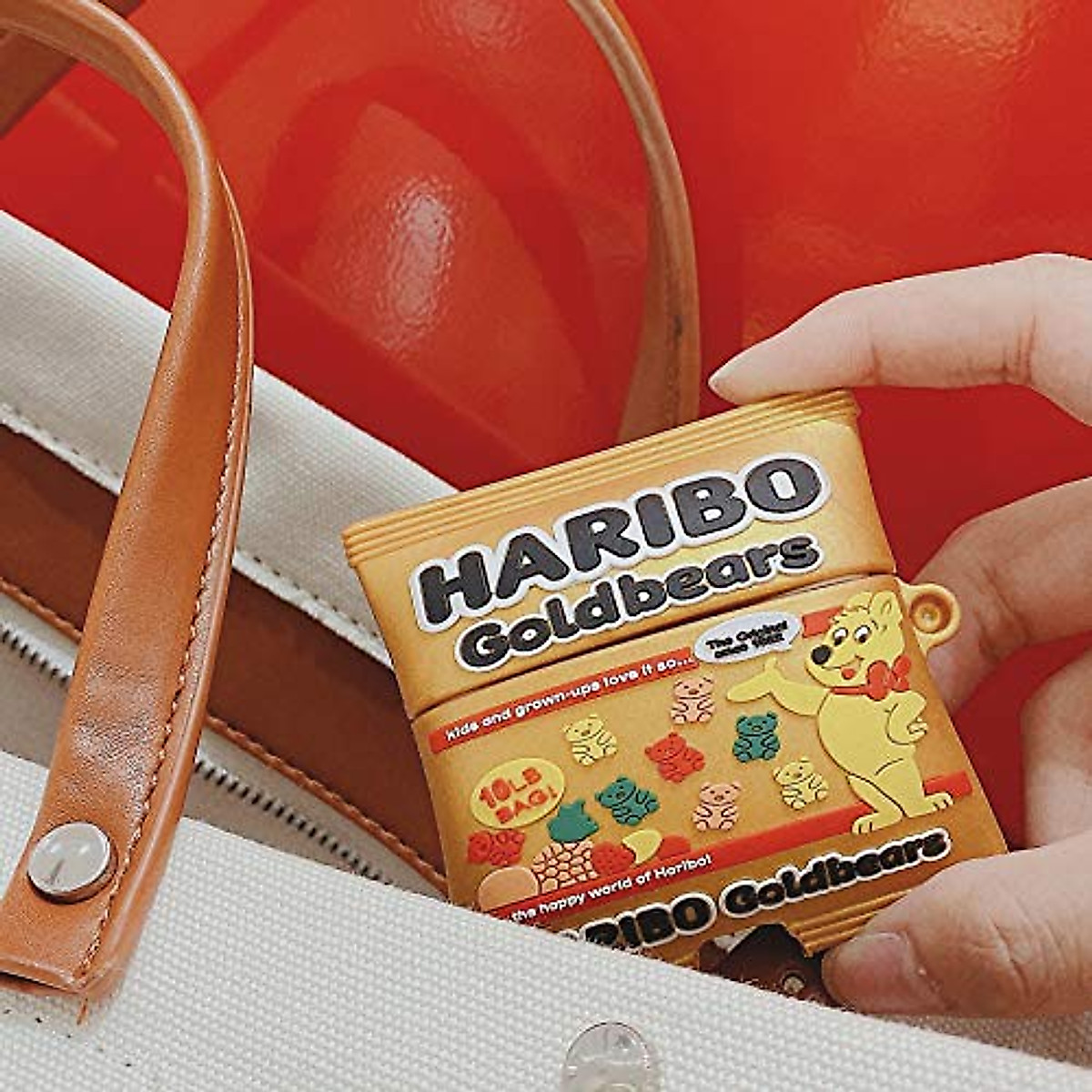 AirPods PRO case, 3D Cute, Fashionable and Interesting Candy Bag Sports Drink Bottle AirPods case, Soft Silicone Wireless Earphone Accessories Keychain Apple Airpods for PRO case (Haribo)