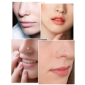 Ftovosyo 18G Threadless Push in Nose Rings Studs Surgical Steel Pushin Nose Stud 1.5mm 2mm 2.5mm 3mm Round Crystal Nose Piercing Jewelry for Women Men