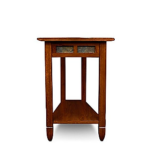 Leick Rustic Oak Slate Tile Recliner Wedge End Table