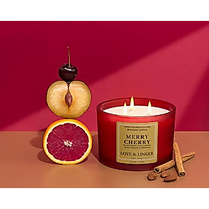 Black Cherry Candle | Holiday Scented Candles | Luxury Soy & Beeswax Candles for Home | 16 oz. Large Jar Candle | Christmas Candles