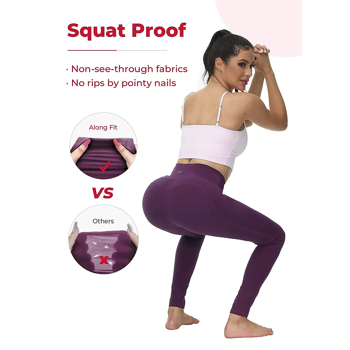 ALONG FIT V Crossover Leggings for Women Cross Waisted Yoga Pants with Pockets Tummy Control Non-See Workout Leggings