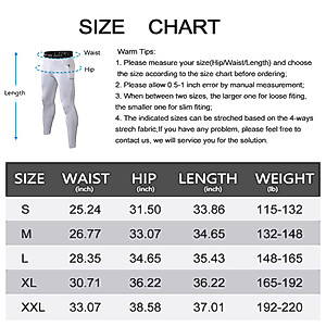 CARGFM Men's Thermal Compression Pants with Pocket Warm Winter Base Layer Running Tight Workout Leggings Underwear
