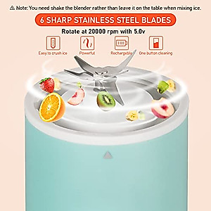 Portable Blender USB Rechargeable,Small Juicer Machines Cup For smoothies and shakes, Mini Fruit Mixer Cup with Six Blades (Blue)