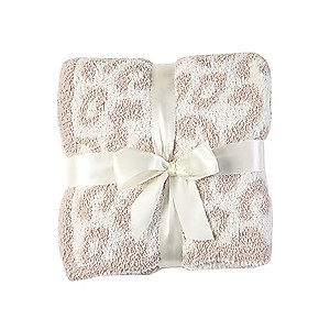 Leopard Knitted Throw Blanket Super Soft Cozy Warm Microfiber Leopard Print Blanket 60"x80"Lightweight Fluffy Reversible Beige Cheetah Print Blanket for Couch Sofa Bed Travel