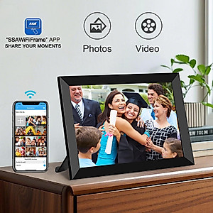 FRAMEO Digital Photo Frame 10.1 inch WiFi Smart Frame HD IPS Touch Screen, 16GB Storage, Auto-Rotate, Wall-Mountable, Easy Setup to Share Photos & Videos via Free App from Anywhere