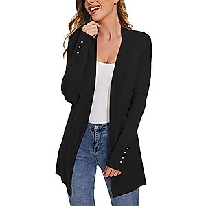 A ROW Black Cardigan for Women Dressy Casual Long Sleeve Open Front Knit Cardigan Sweaters Summer Lightweight Cardigans