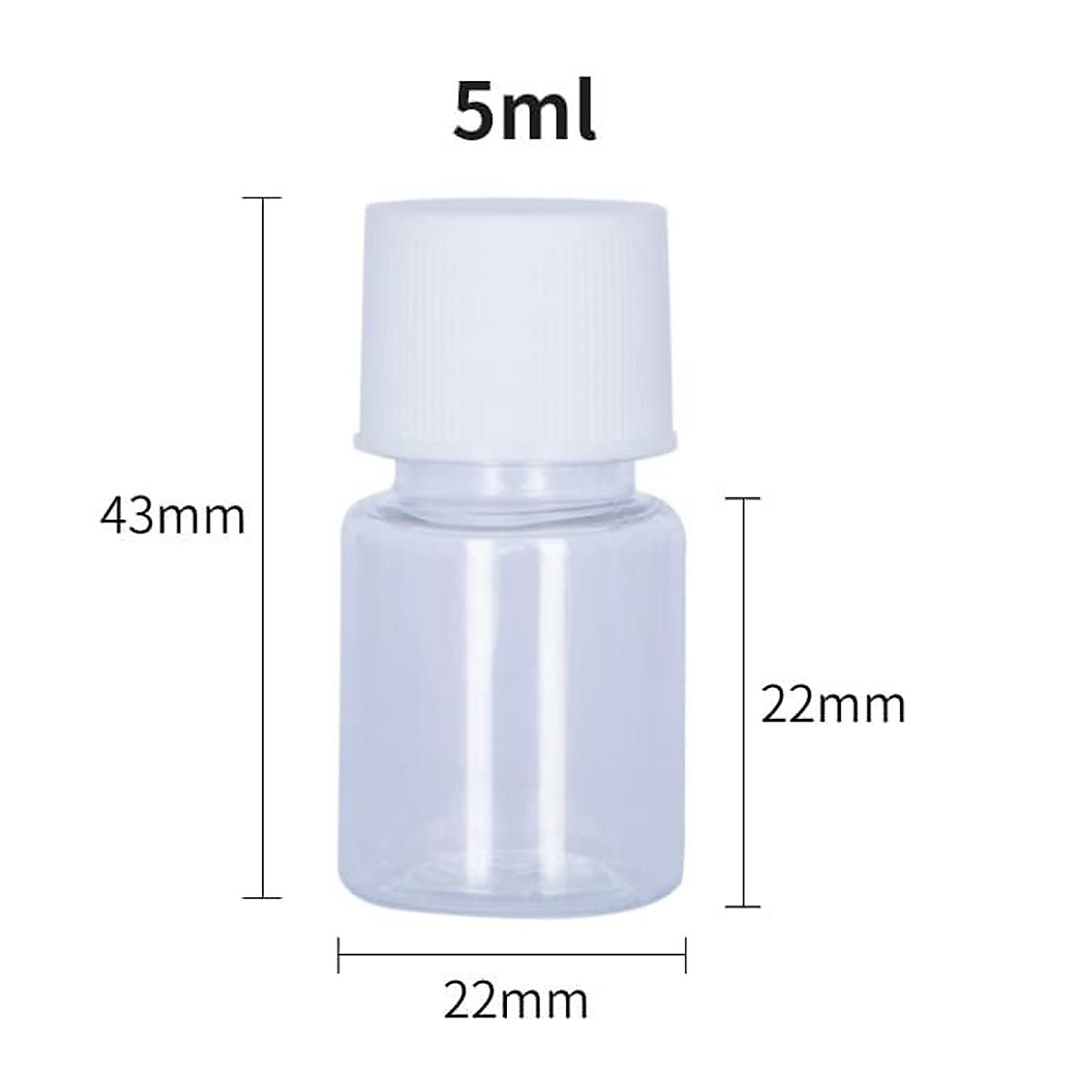 Duehut 10PCS 5ml Plastic Bottles Lab Cylindrical Chemical Reagent Bottle Lab Wide Mouth Small Plastic Water Bottles Reagent Bottle Liquid Bottle Solid Powder Bottle for Food Store White