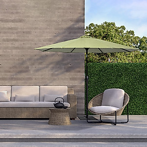 Tempera 9 ft Patio Umbrella Outdoor Table Market Umbrellas with 2-year Nonfading Canopy, 8 Sturdy Ribs and Push Button Tilt & Crank for Deck Pool Garden Lawn and Balcony