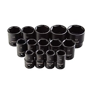 ARCAN PROFESSIONAL TOOLS 1/2" Drive Shallow Impact Socket Set, Metric, 11mm - 32mm, 14 Pieces (AS21214M)