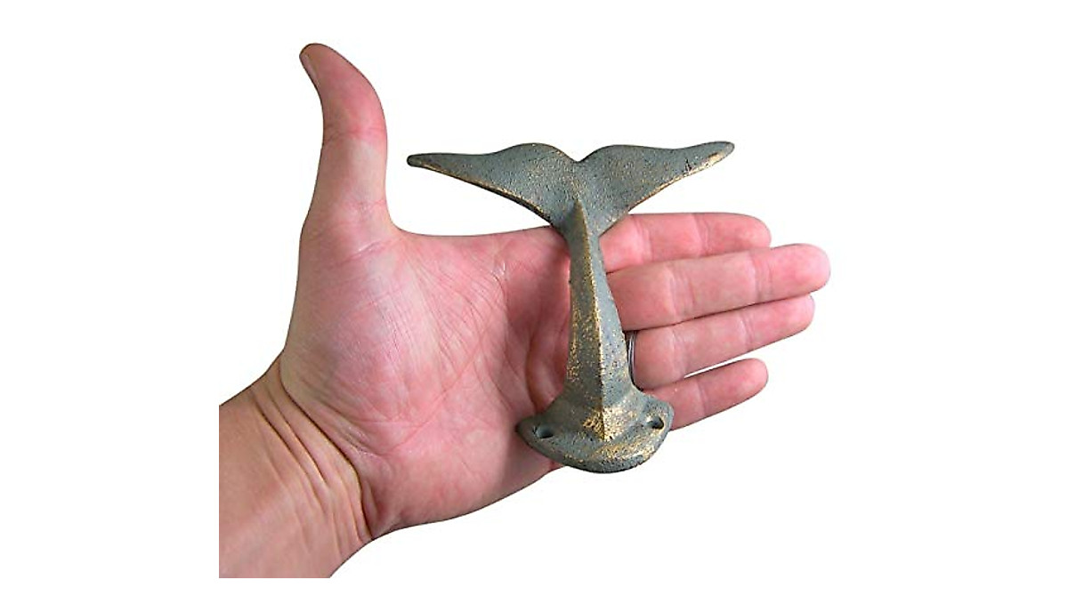 Whale Tail Cast Iron Wall Hooks - Set of 3