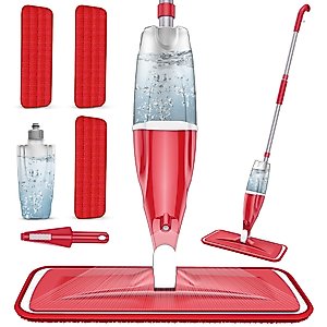 Spray Wet Mops for Hardwood Floor Cleaning - EXEGO Microfiber Dry Dust Spray Mop with Washable Pads fit for Swiffer PowerMop, Wet Jet Mop Flat Floor Mop with Sprayer for Wood Laminate Ceramic Tiles