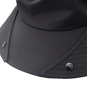 Surf Bucket Hat, Men Sun Hats with Neck Flap for Surfing, Boating, Water Sports Black