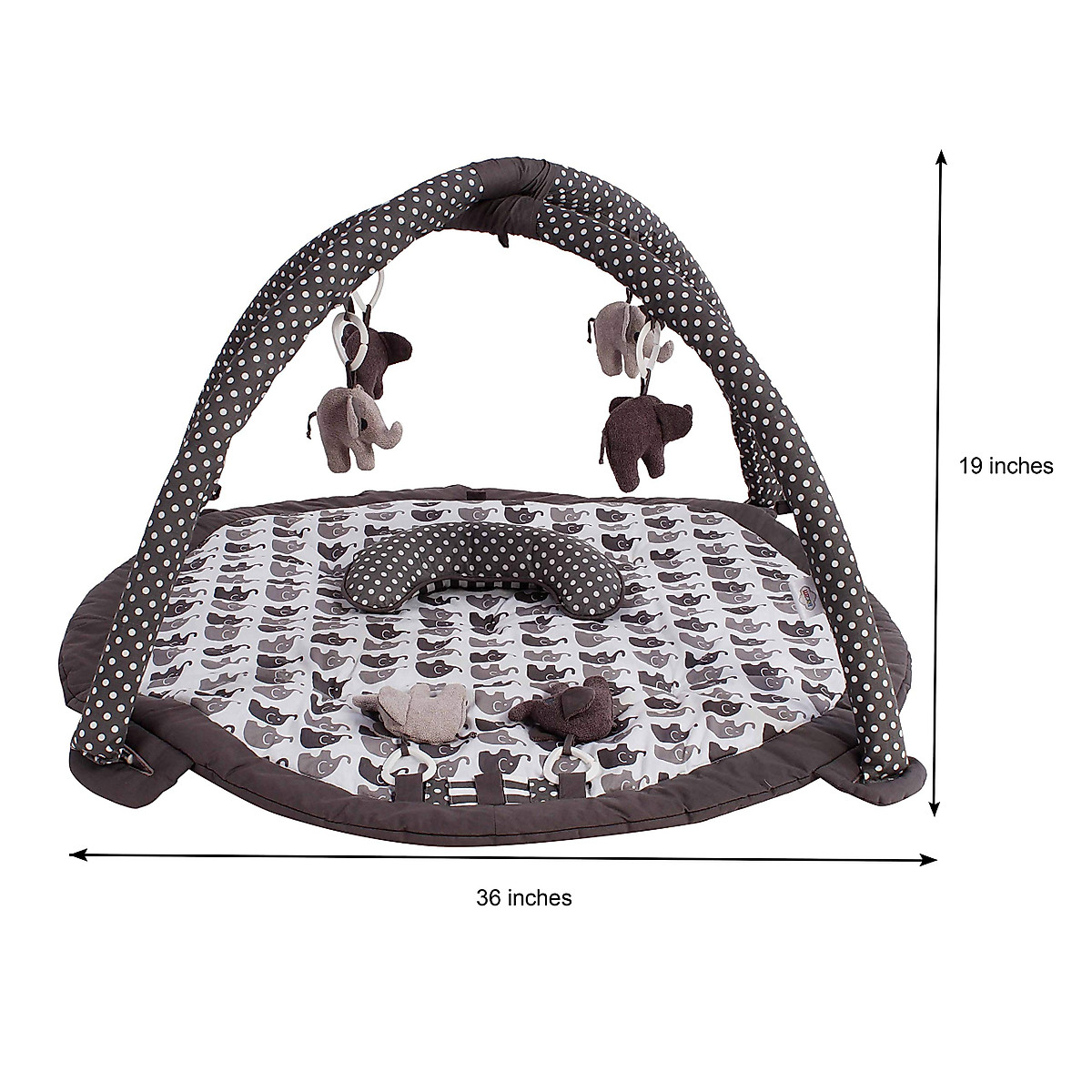 Bacati Elephants Unisex Activity Gym with Mat, Grey