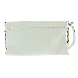Pierre Cardin White Leather Small Slouchy Fashion Clutch for womens