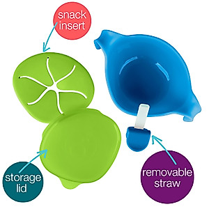 b.box 3 in 1 Toddler Bowl | Includes Straw, Lid & No Spill Snack Insert | Dishwasher & Microwave Safe | BPA Free | Ages 6 mo+ (Ocean Breeze, 8.5 oz)