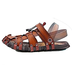 CEKU Men's Outdoor Casual Beach Sports Hiking Summer Closed Toe Slippers Sandals Fisherman Athletic Shoes Brown 10.5 D(M) US 45