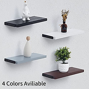 fuqing® White Floating Shelves Wall Mounted Set of 3, Wood Wall Shelves for Bedroom, Bathroom, Living Room, Kitchen, Laundry Room Storage & Decoration